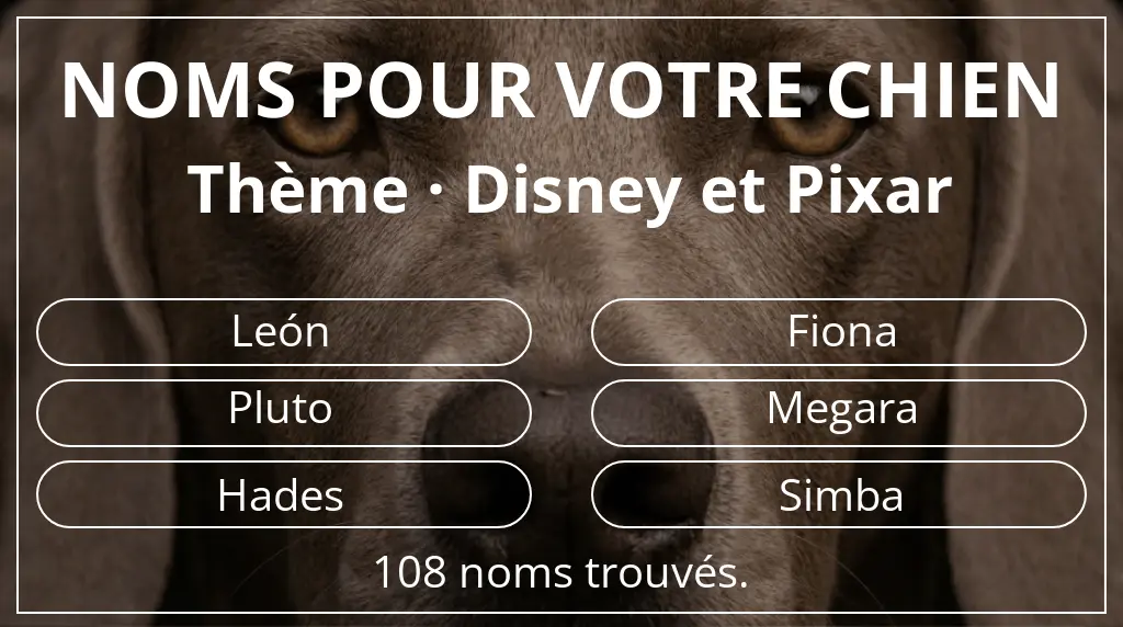 Noms de chiens | disney et pixar | Trouvez le nom parfait
